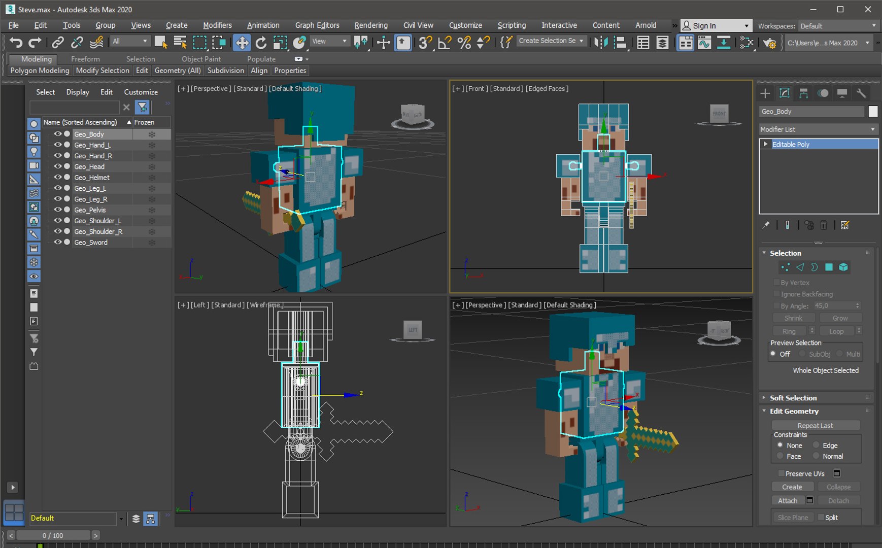 3D Steve Diamond Armor - TurboSquid 1501210