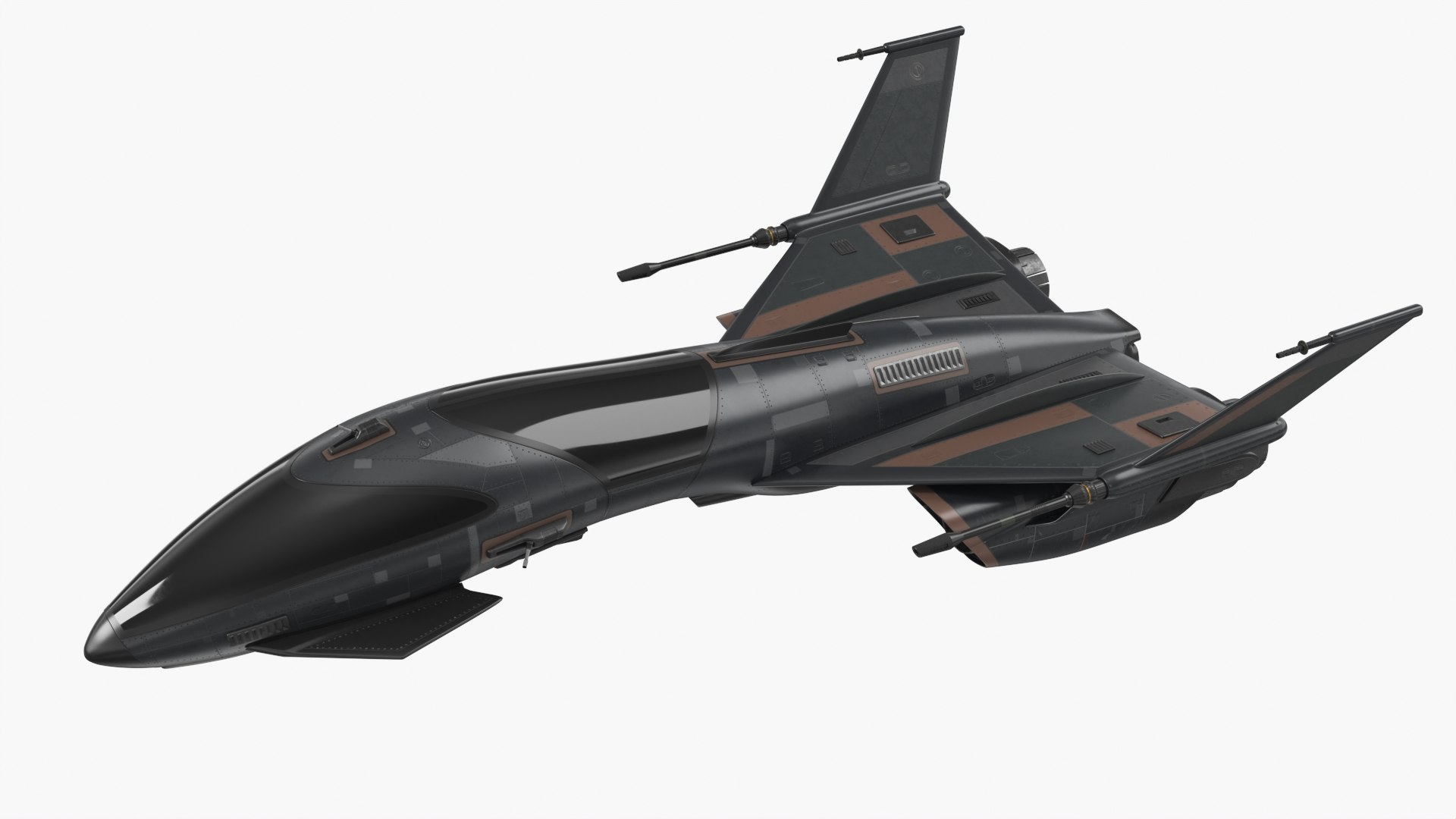 Black Futuristic Fighter Spaceship In Flight 3D Model - TurboSquid 2378180