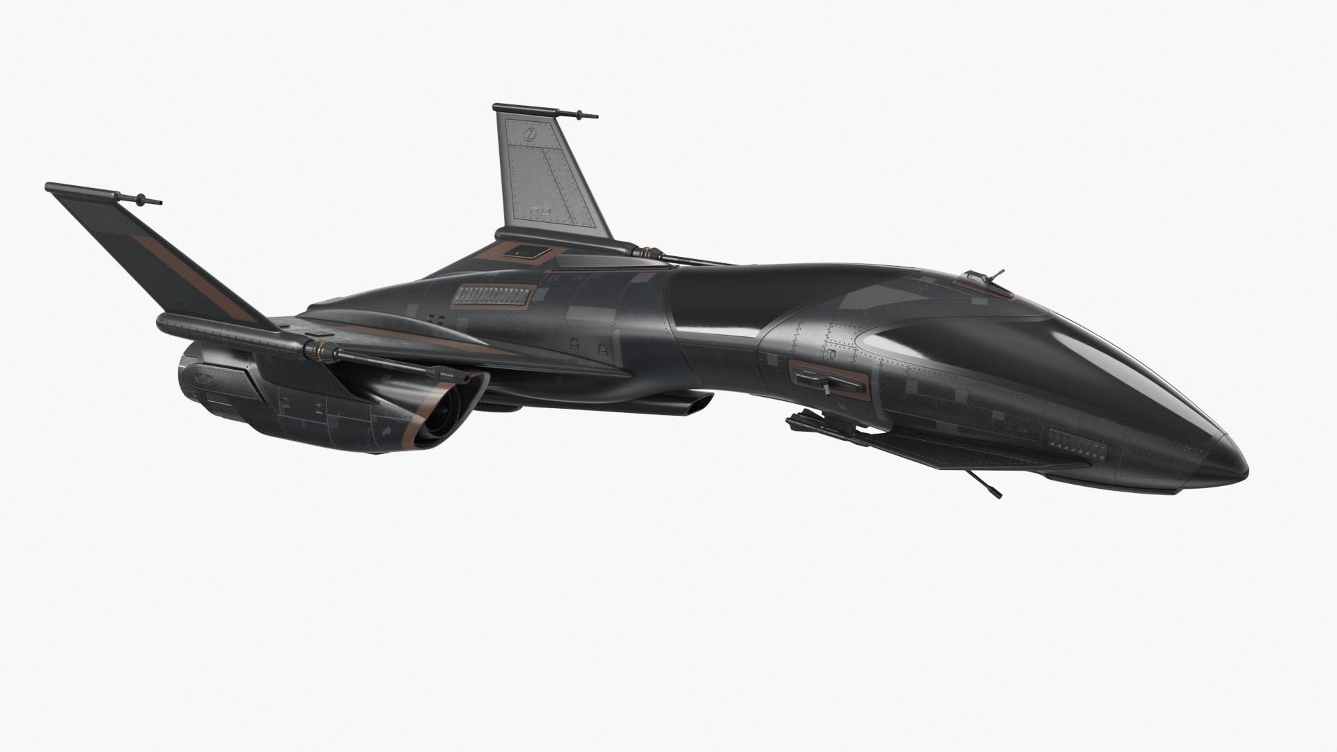 Black Futuristic Fighter Spaceship In Flight 3D Model - TurboSquid 2378180