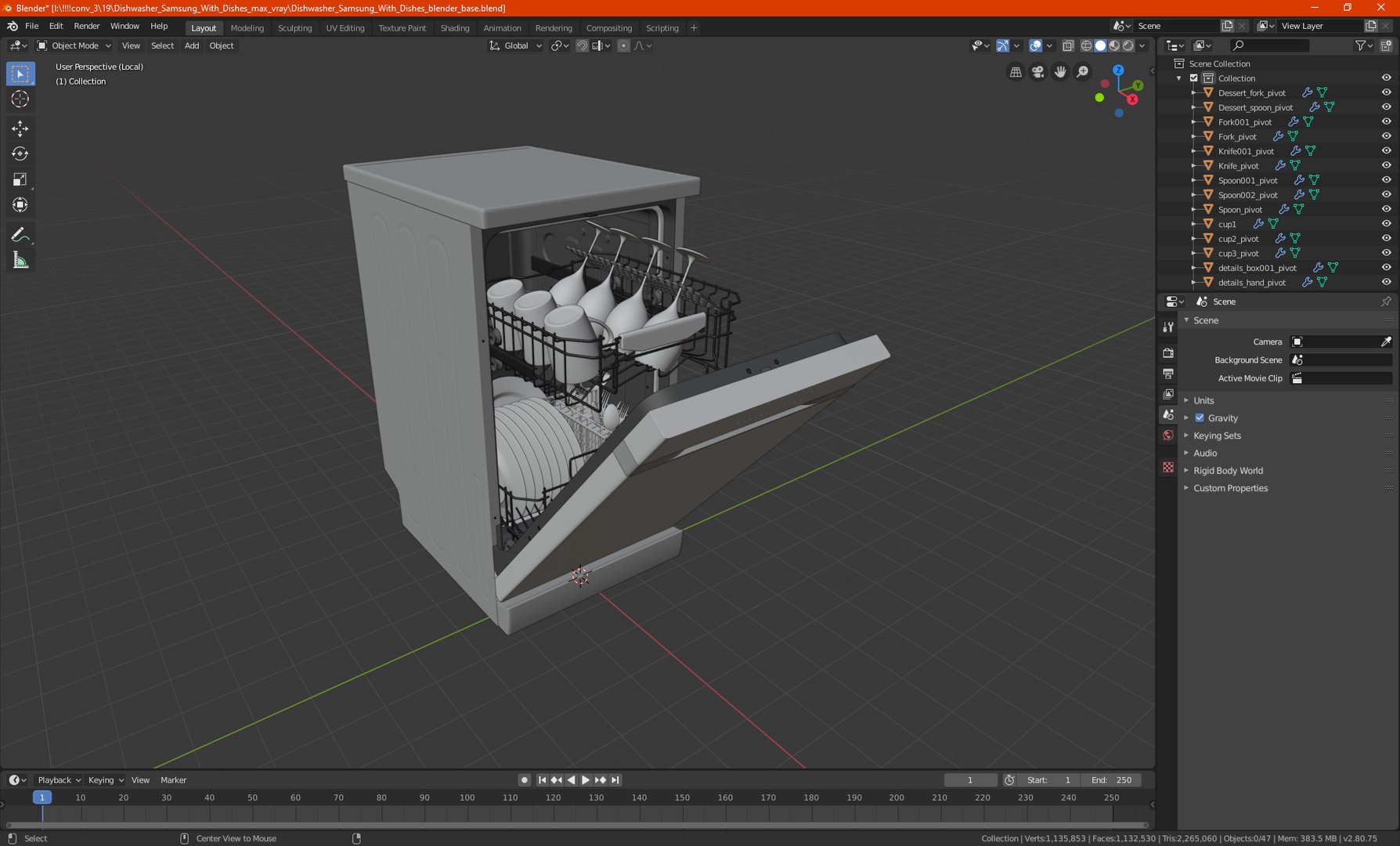 3D model Dishwasher Samsung With Dishes - TurboSquid 1965698