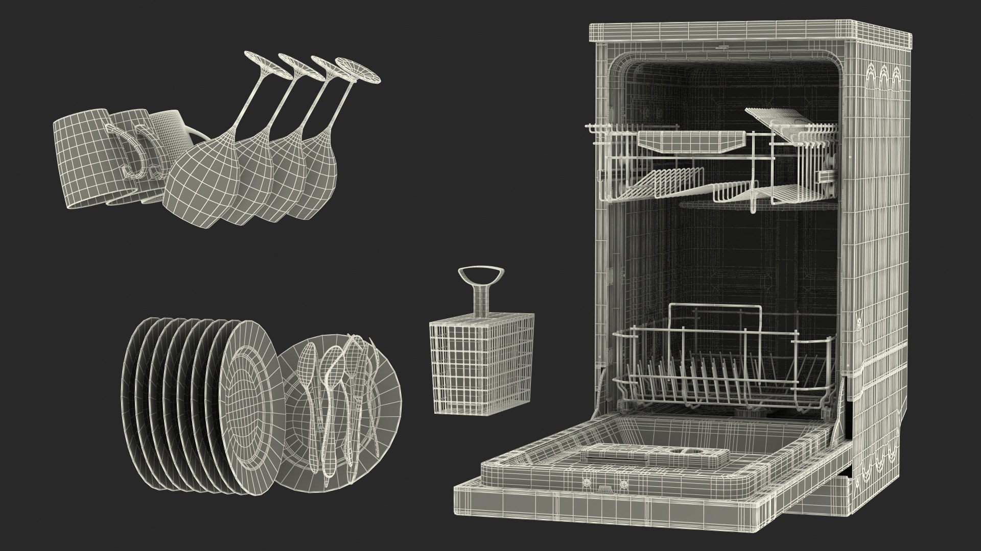 3D model Dishwasher Samsung With Dishes - TurboSquid 1965698