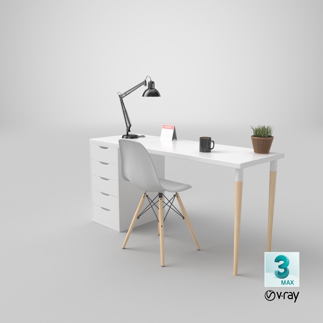 Real modern desk model - TurboSquid 1443834