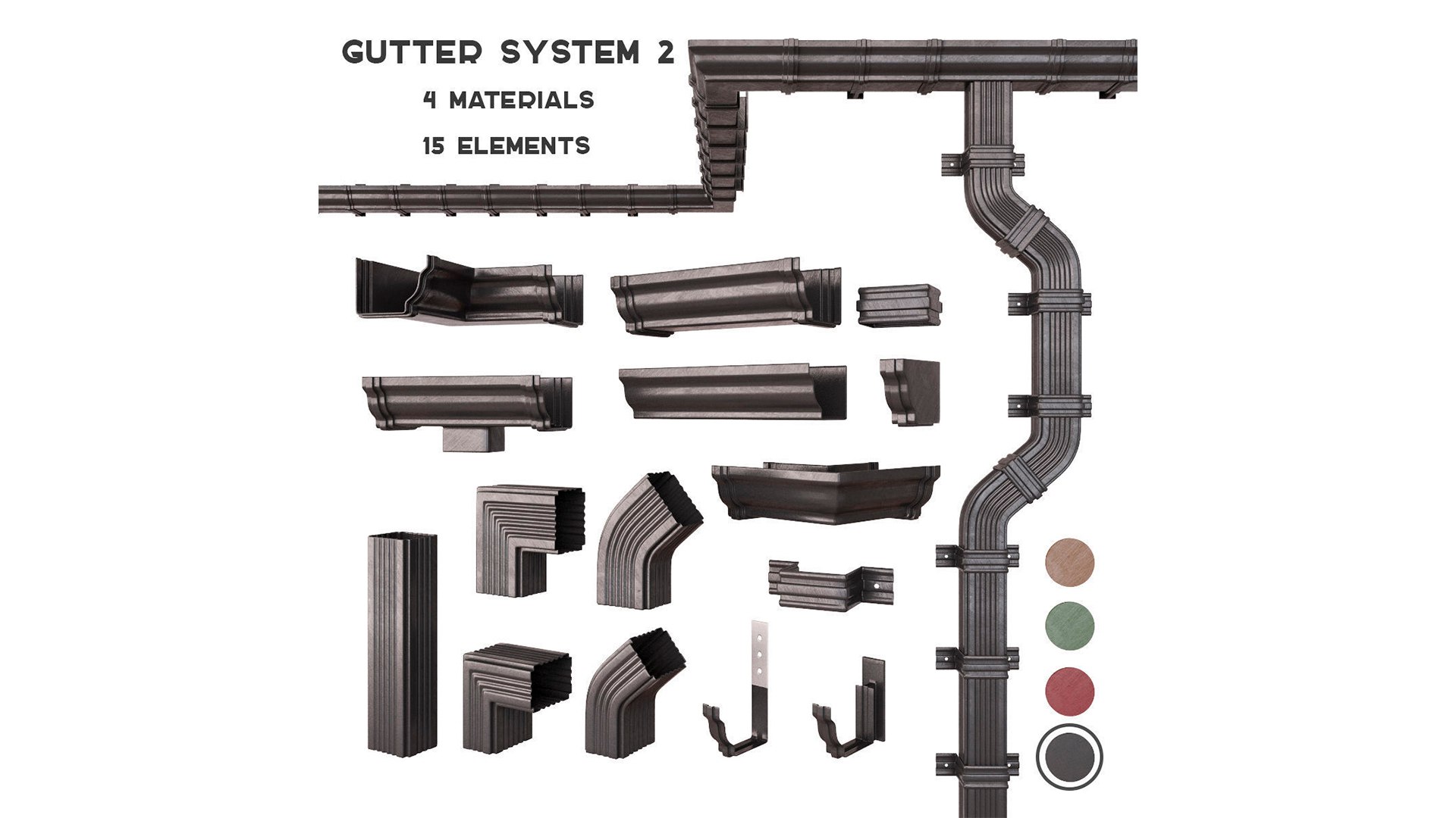 Gutter set 3D model - TurboSquid 1553150
