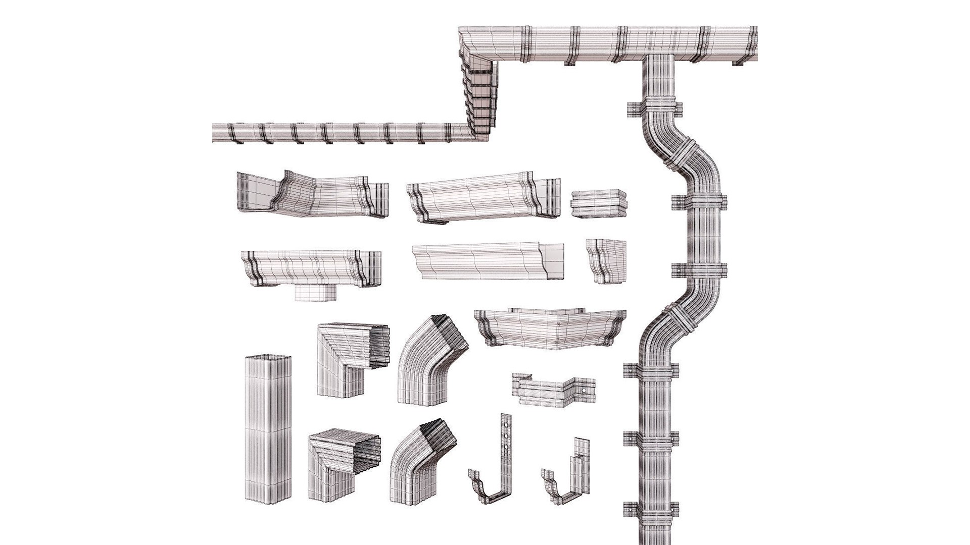 Gutter Set 3D Model - TurboSquid 1553150