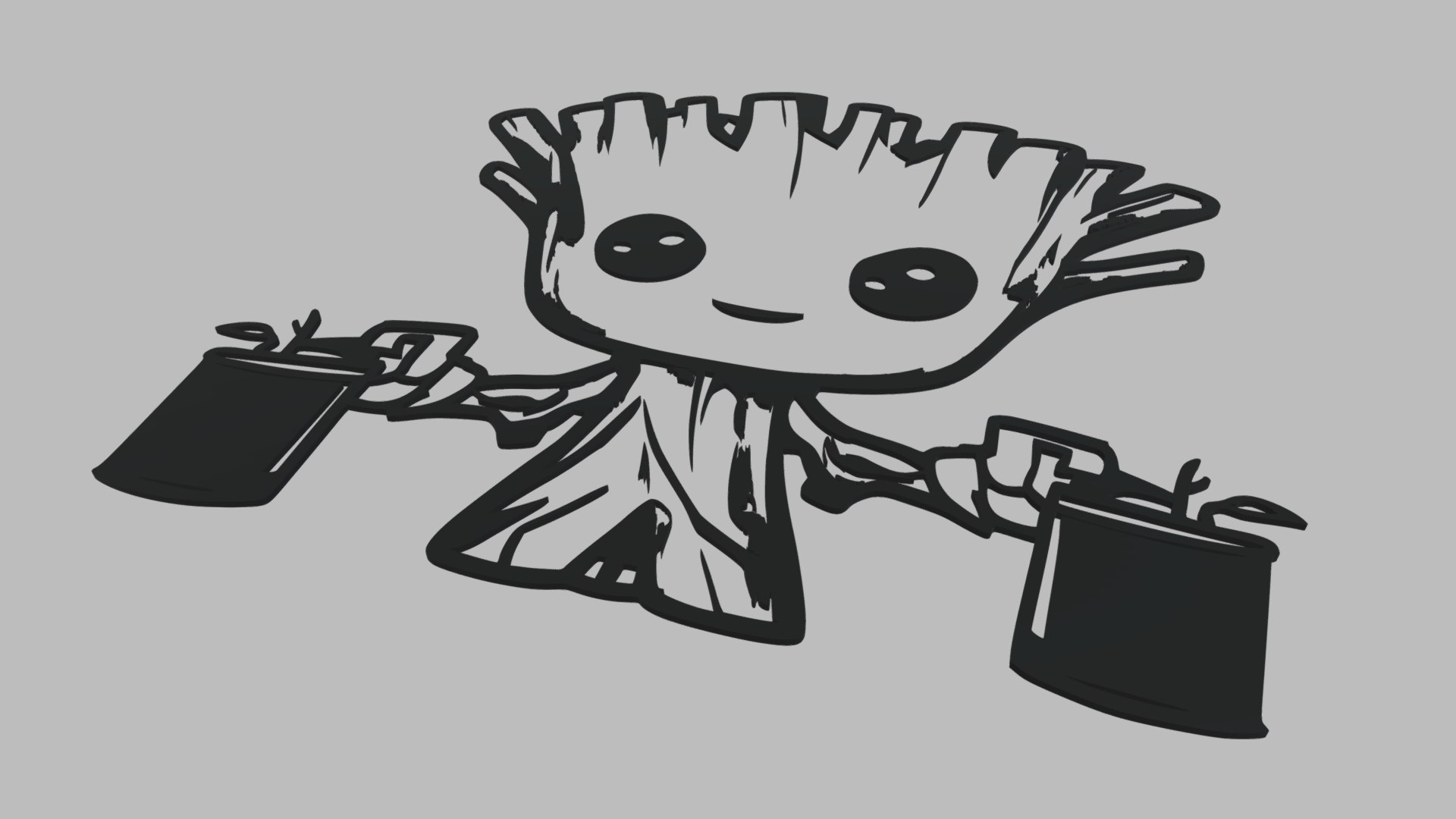 Groot 01 Wall Silhouette Model - TurboSquid 2081533