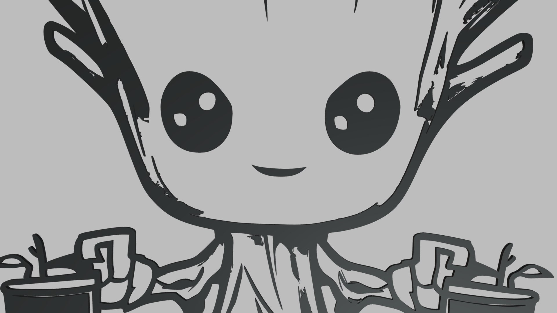 Groot 01 Wall Silhouette Model - TurboSquid 2081533