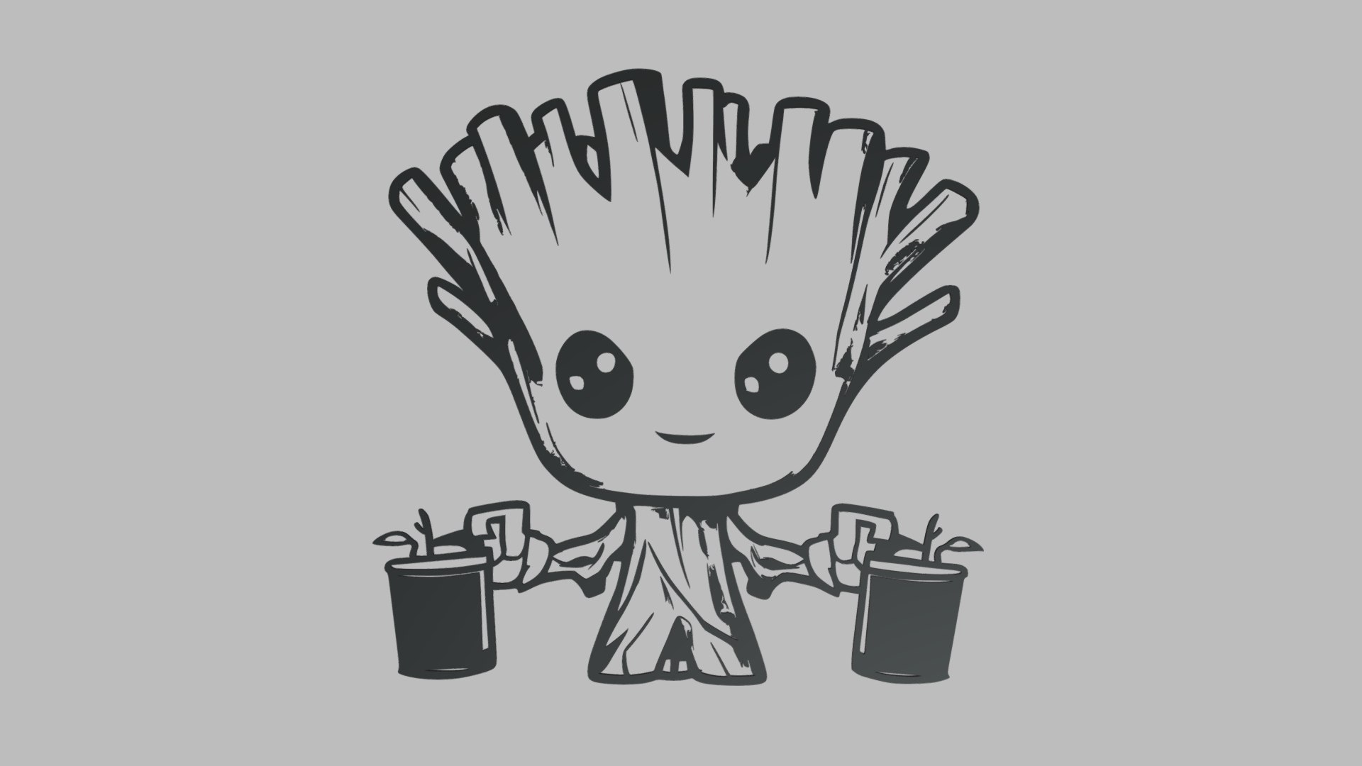 Groot 01 Wall Silhouette Model - TurboSquid 2081533