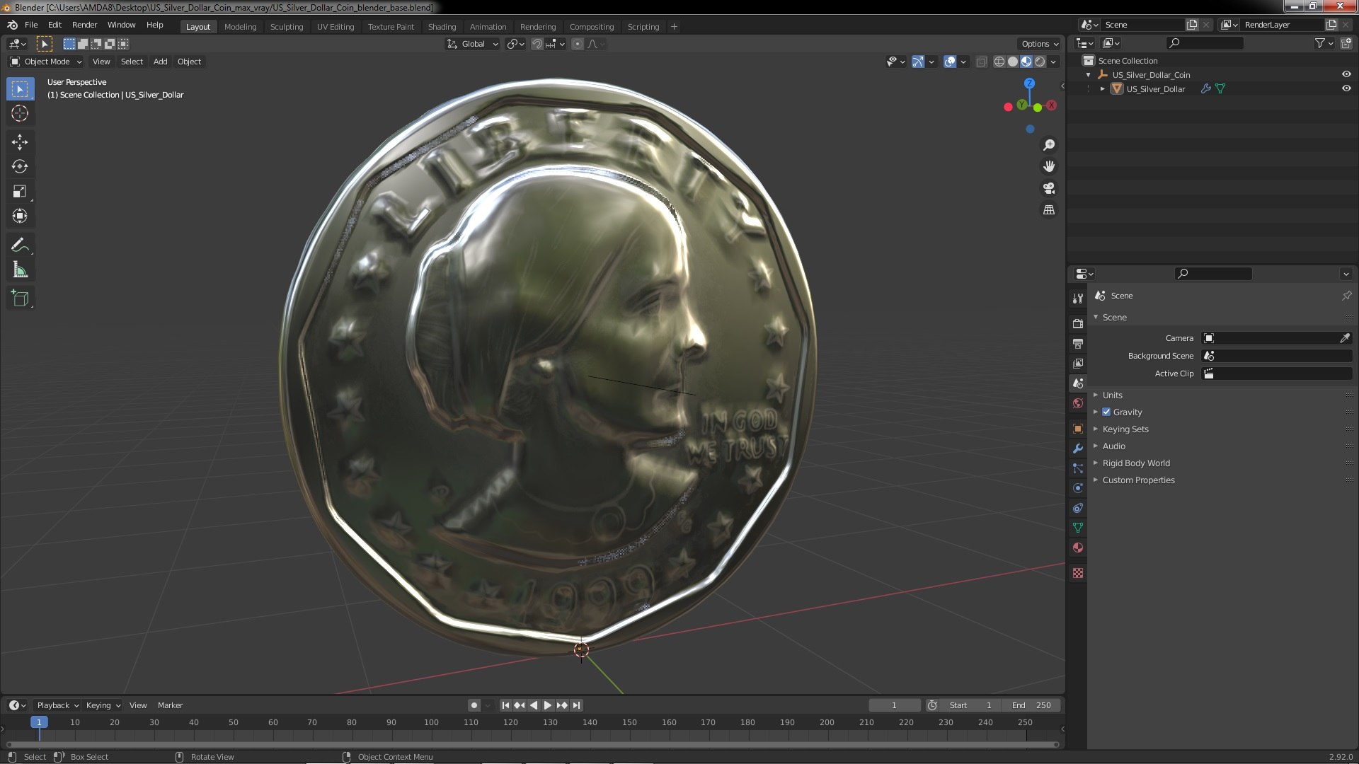 3D model US Silver Dollar Coin - TurboSquid 2133698