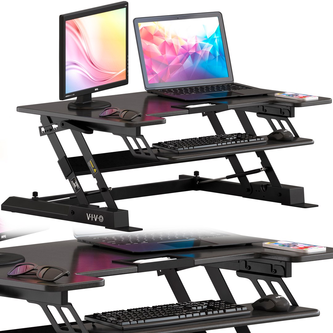 Vivo Height Adjustable Standing Desk And Computers 3D - TurboSquid 2184984