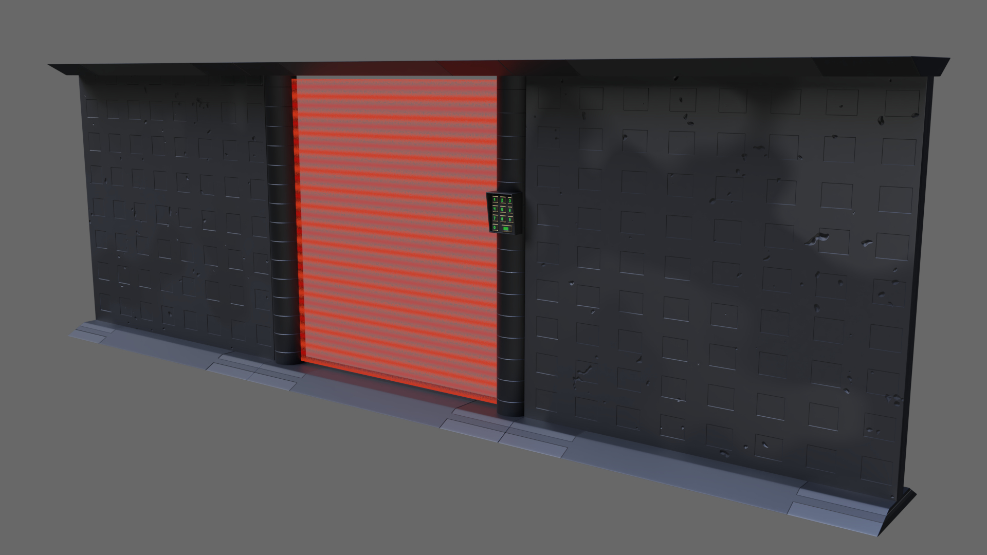 Force Field Door With Fence Sections 3D Model - TurboSquid 1776018