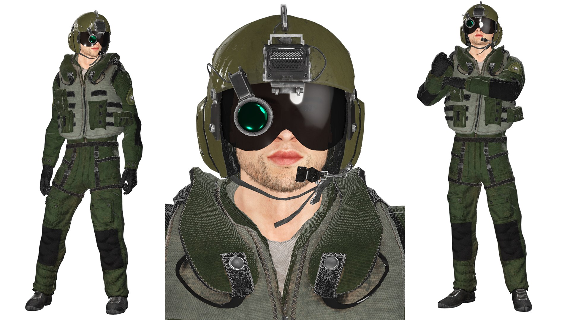 Realistic Rigged Helicopter Pilot Character 3D Model 3D Model ...