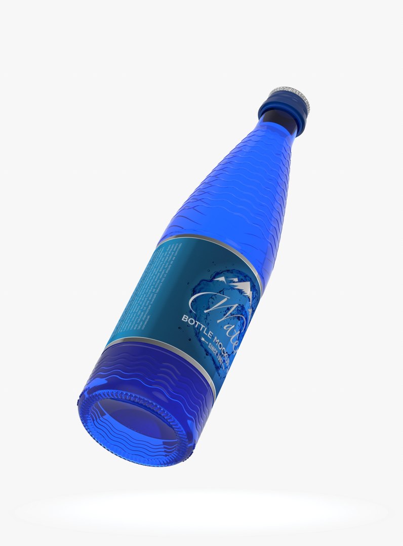 3D blue glass water bottle - TurboSquid 1427222
