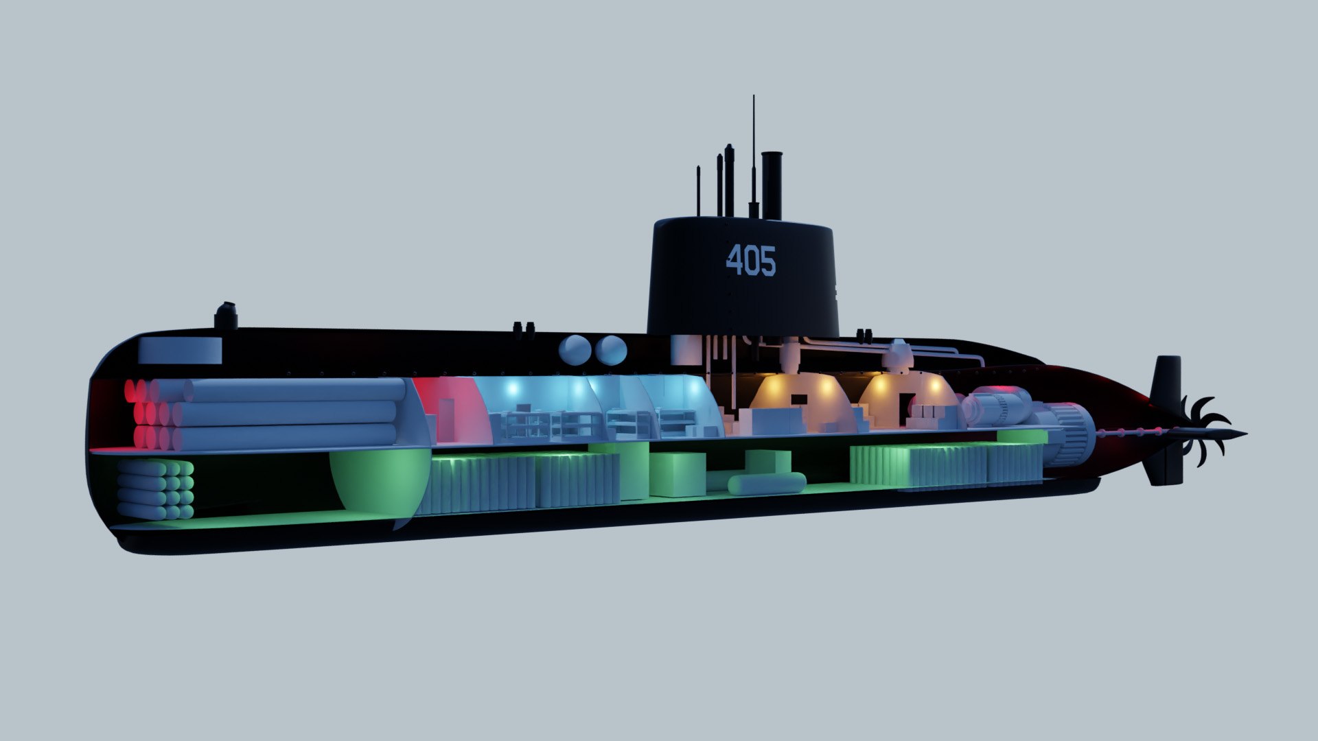 3D Model Submarine U209 With Interior - TurboSquid 2124271
