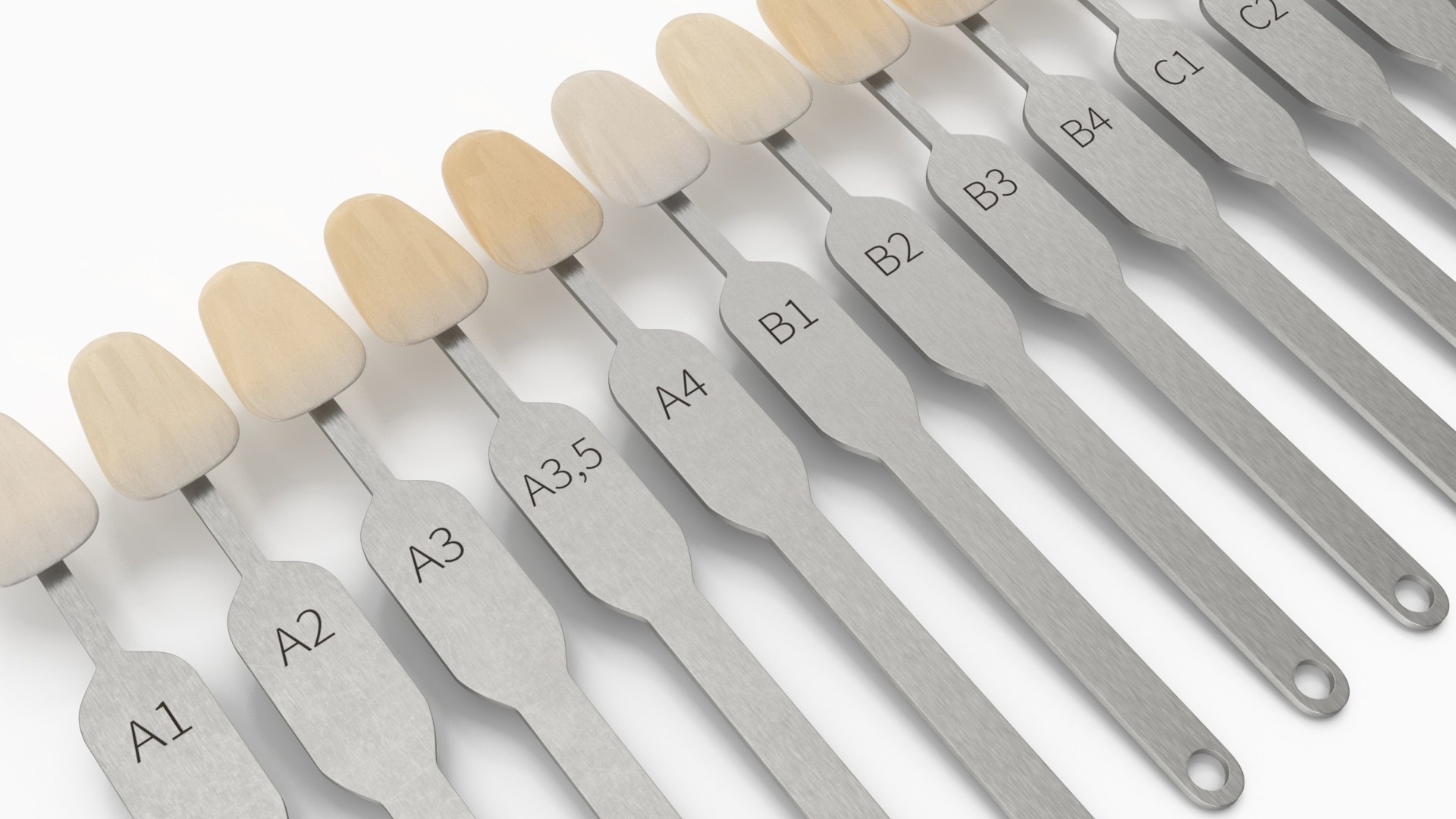 3D Teeth Shade Guide With Bleached Shades Model - TurboSquid 2202052