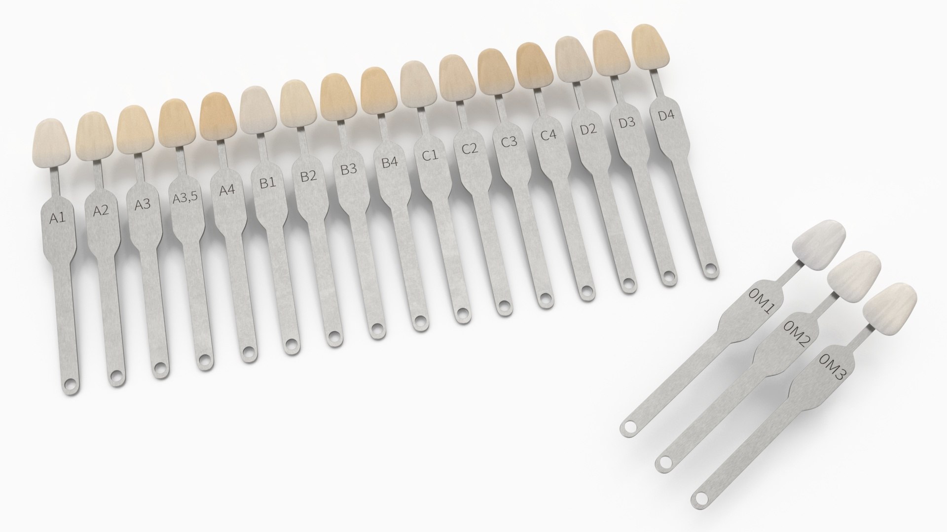 3D Teeth Shade Guide With Bleached Shades Model - TurboSquid 2202052