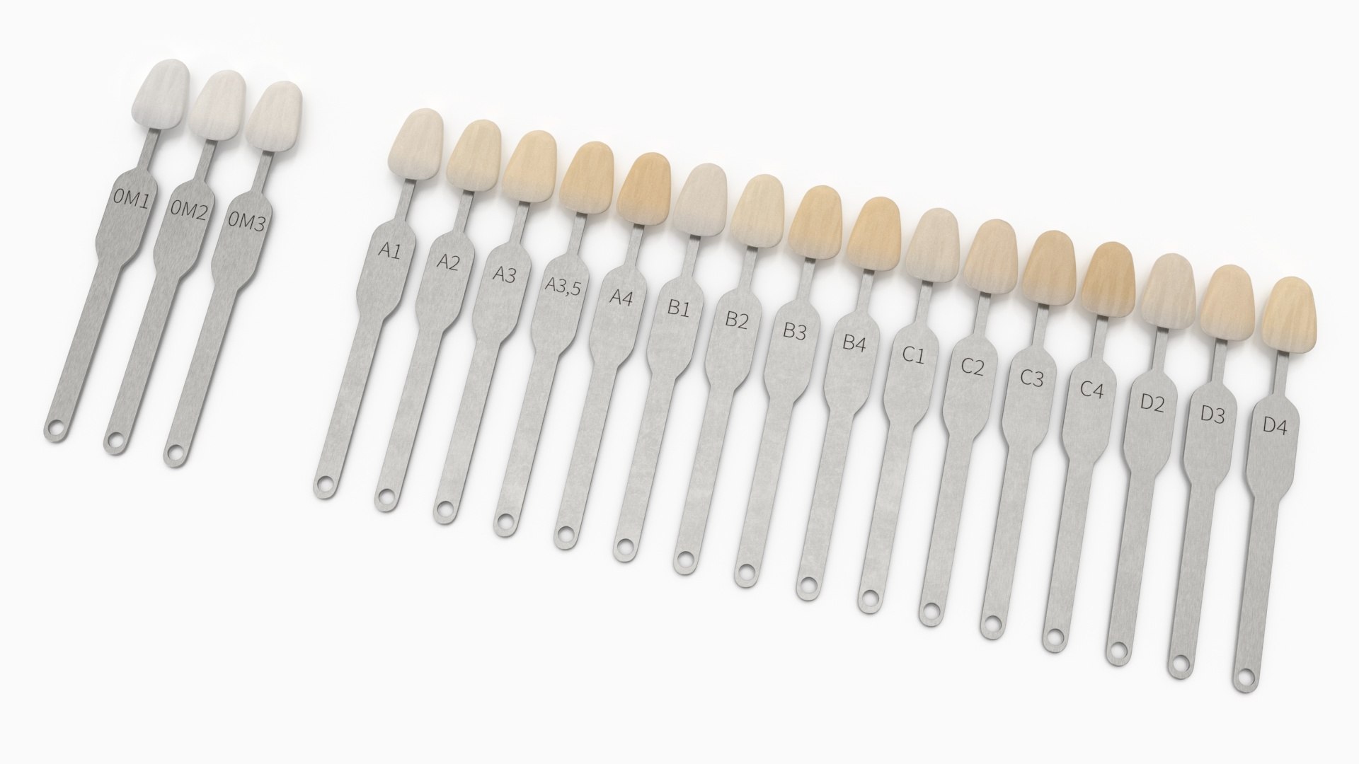 3D Teeth Shade Guide With Bleached Shades Model - TurboSquid 2202052