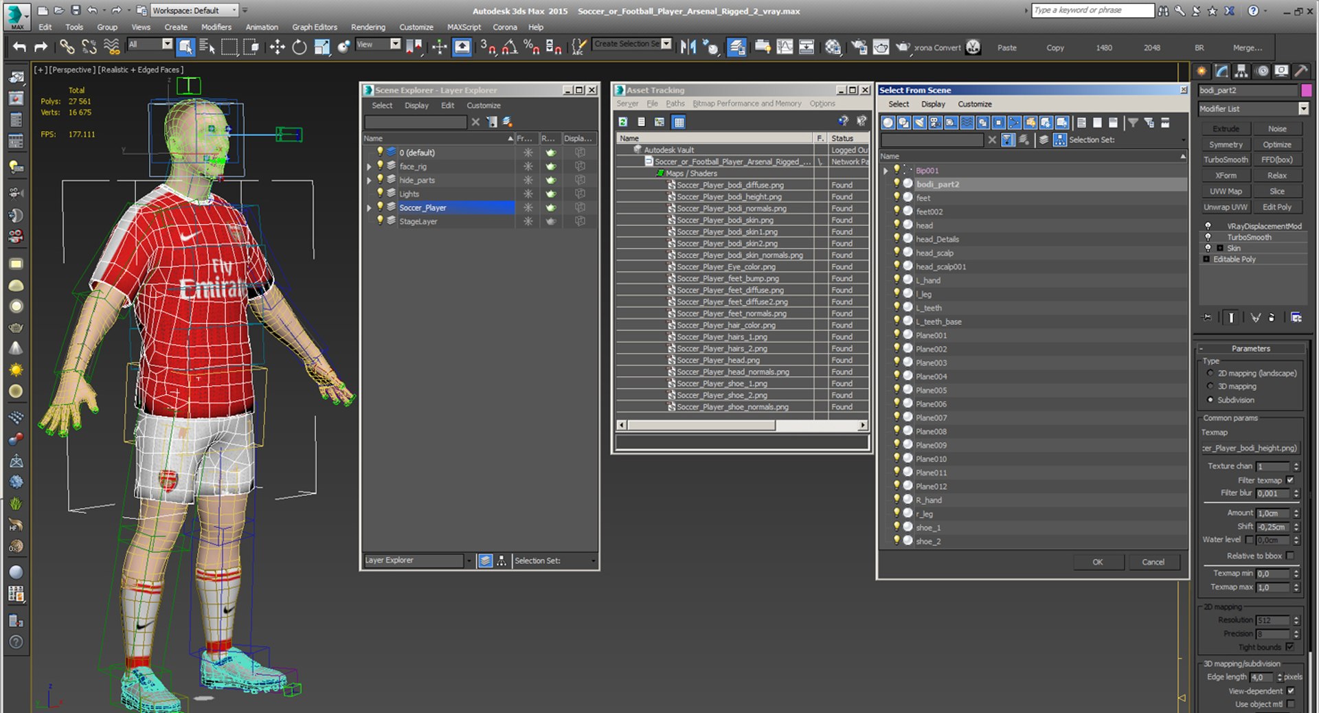 Soccer football player arsenal model - TurboSquid 1313944