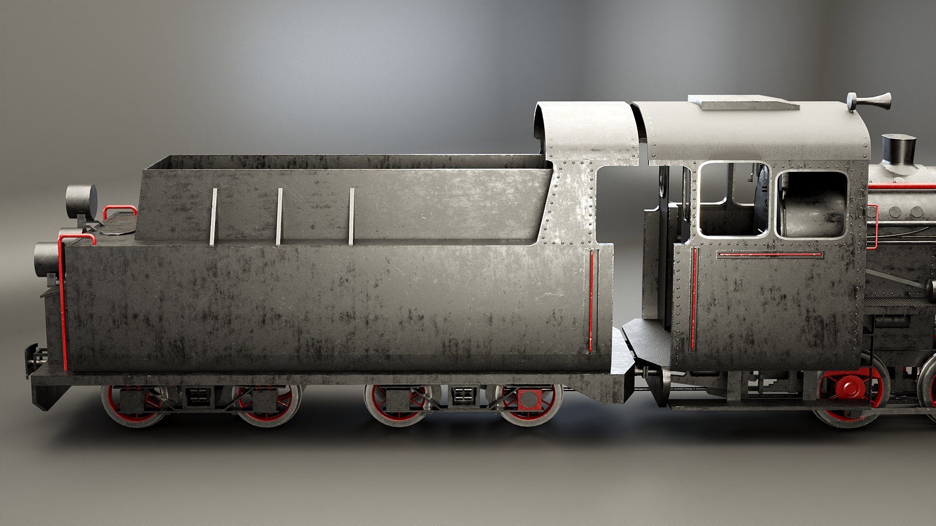 Narrow-gauge Black Steam Locomotive Model - TurboSquid 2286029