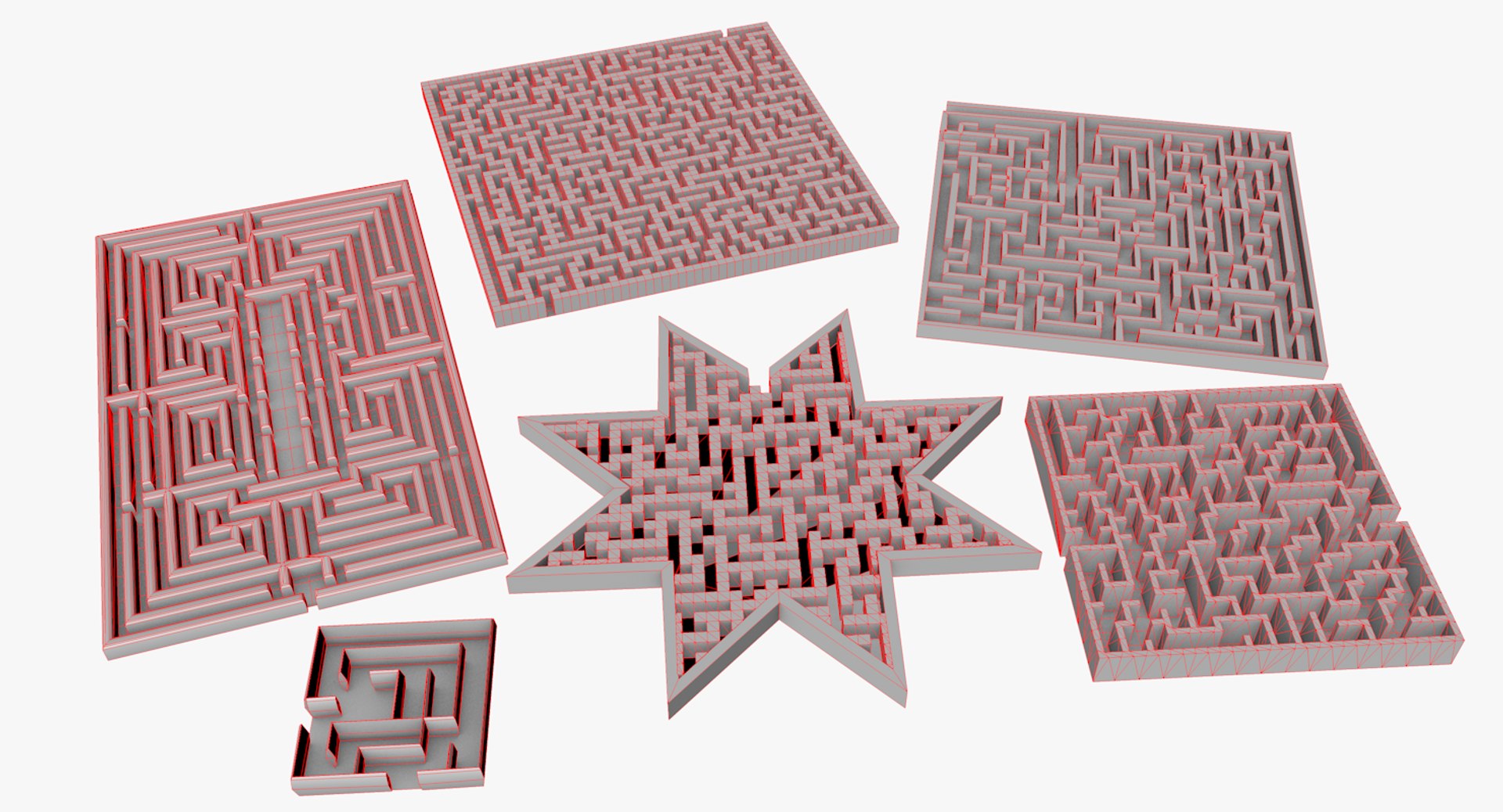 labyrinths mazes elements 3d model