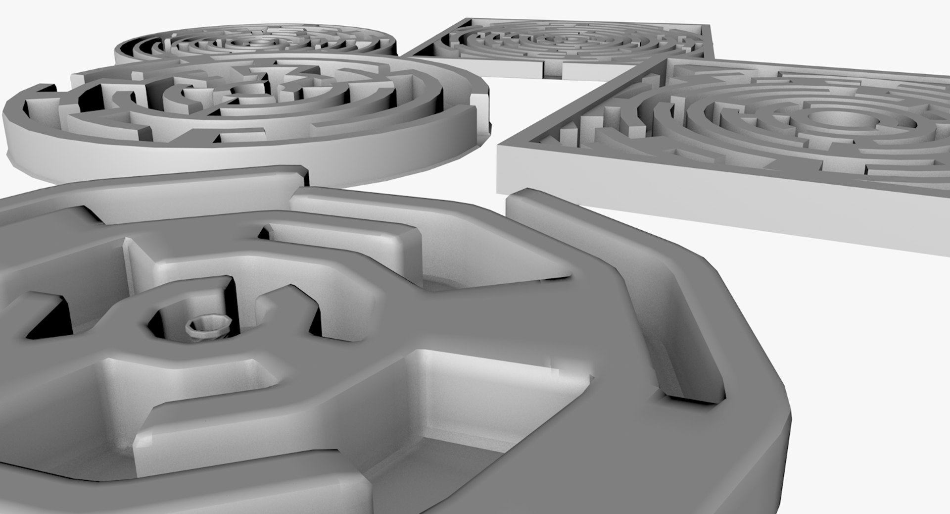 labyrinths mazes elements 3d model