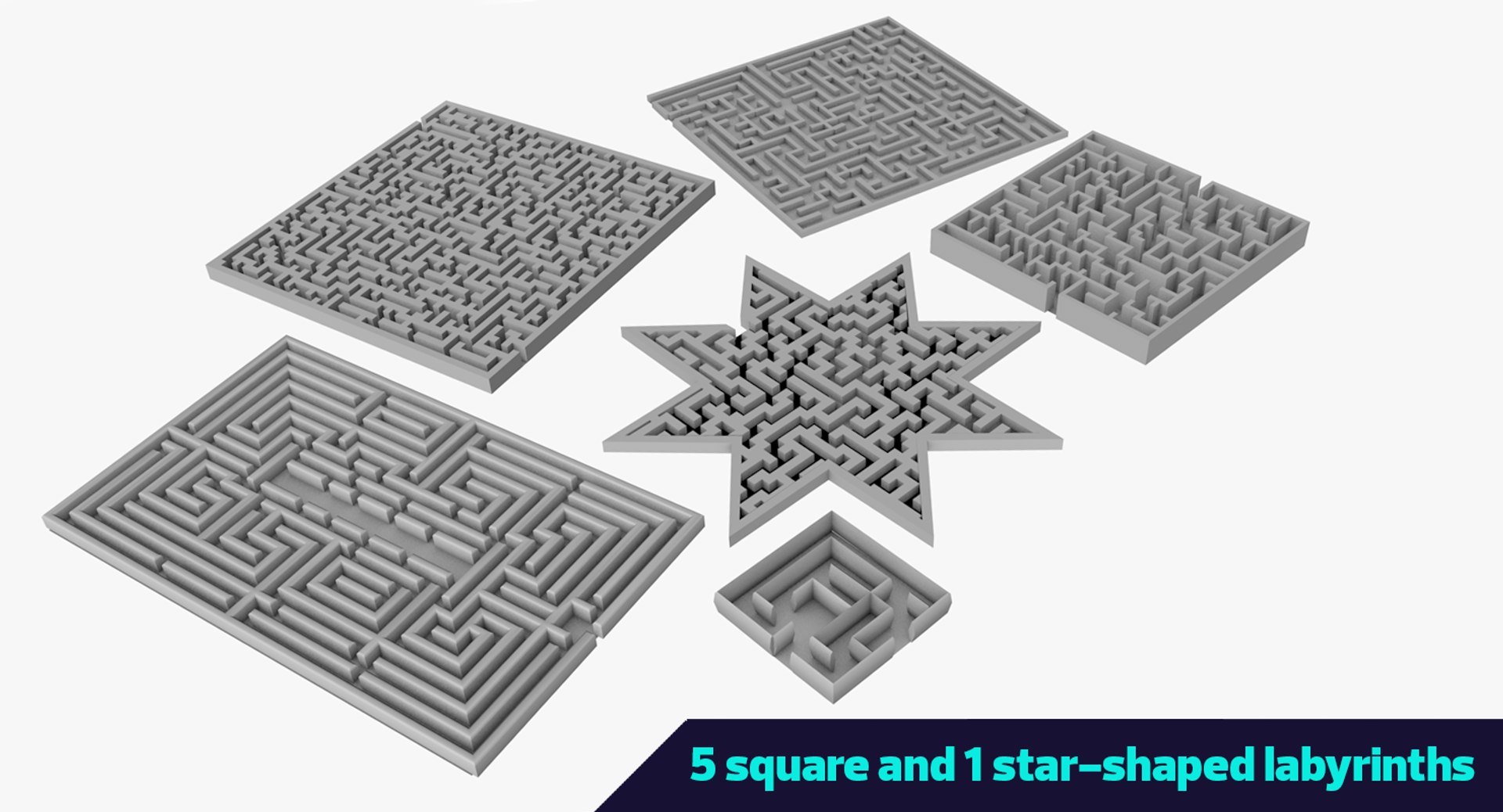 labyrinths mazes elements 3d model