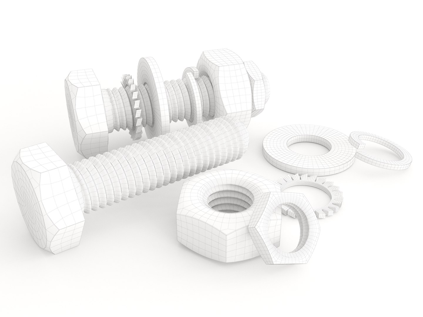 3D Screw With Nut 02 Model - TurboSquid 1857056