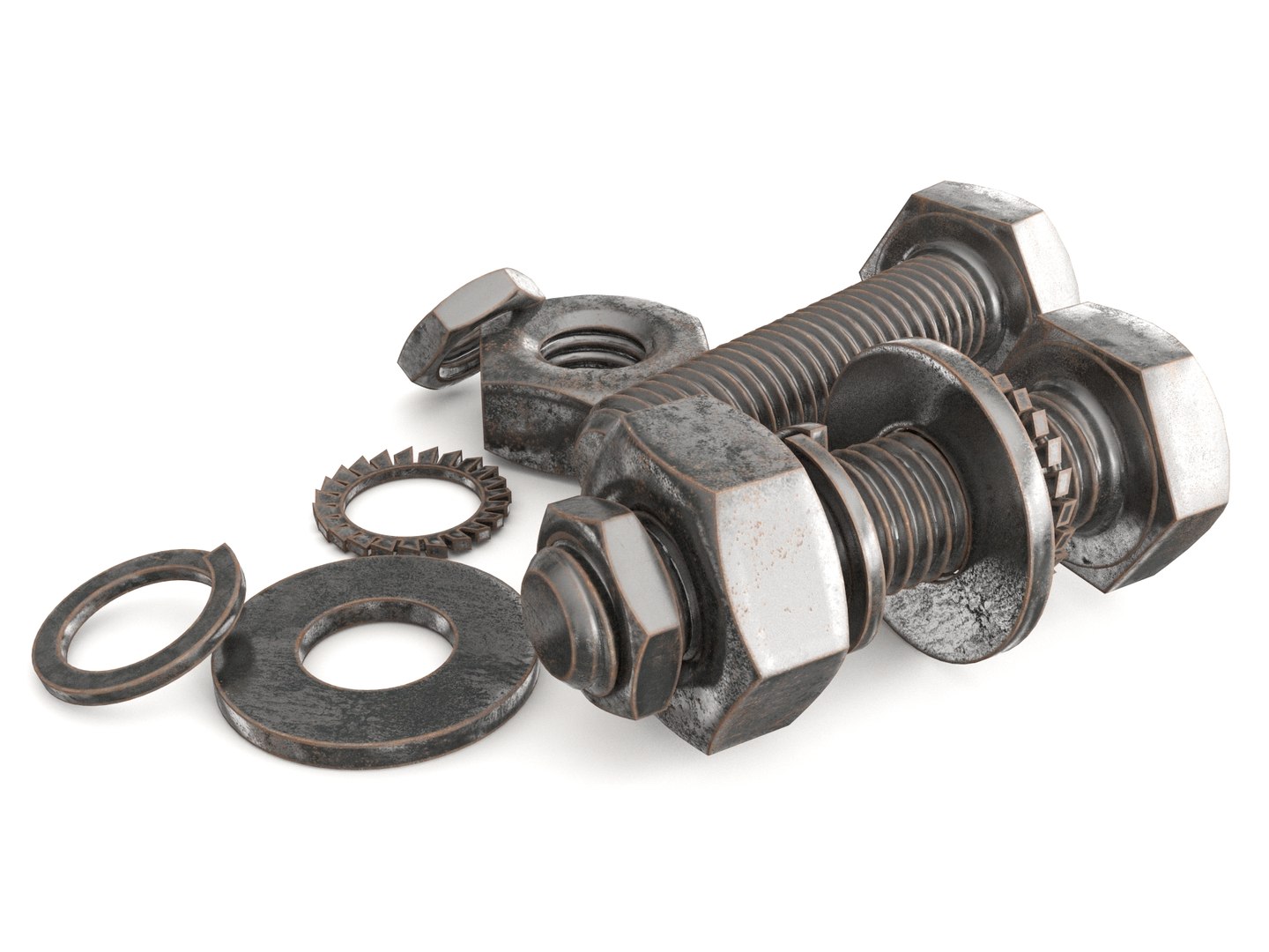 3D Screw With Nut 02 Model - TurboSquid 1857056