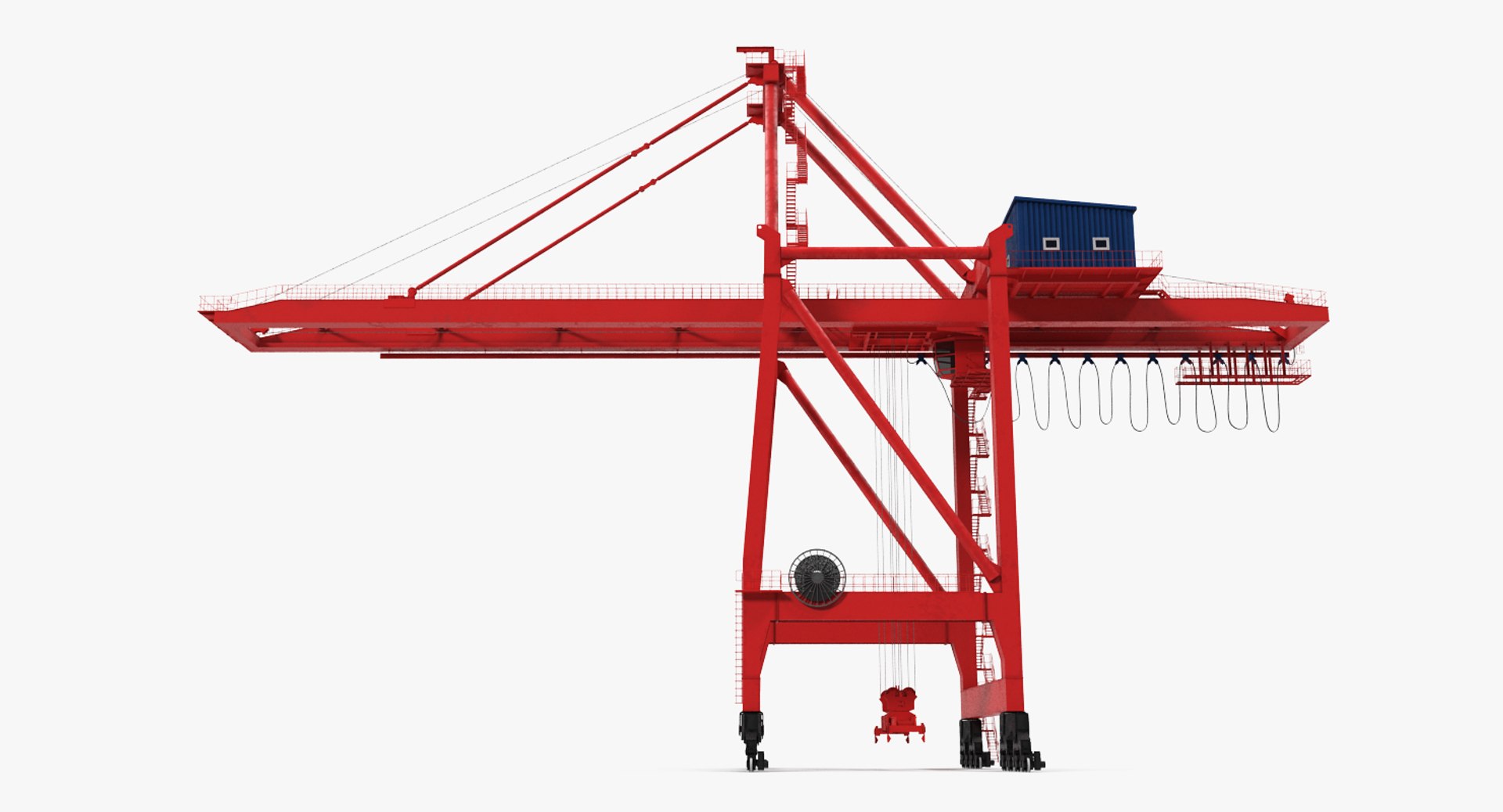 3d ship shore crane rigged model