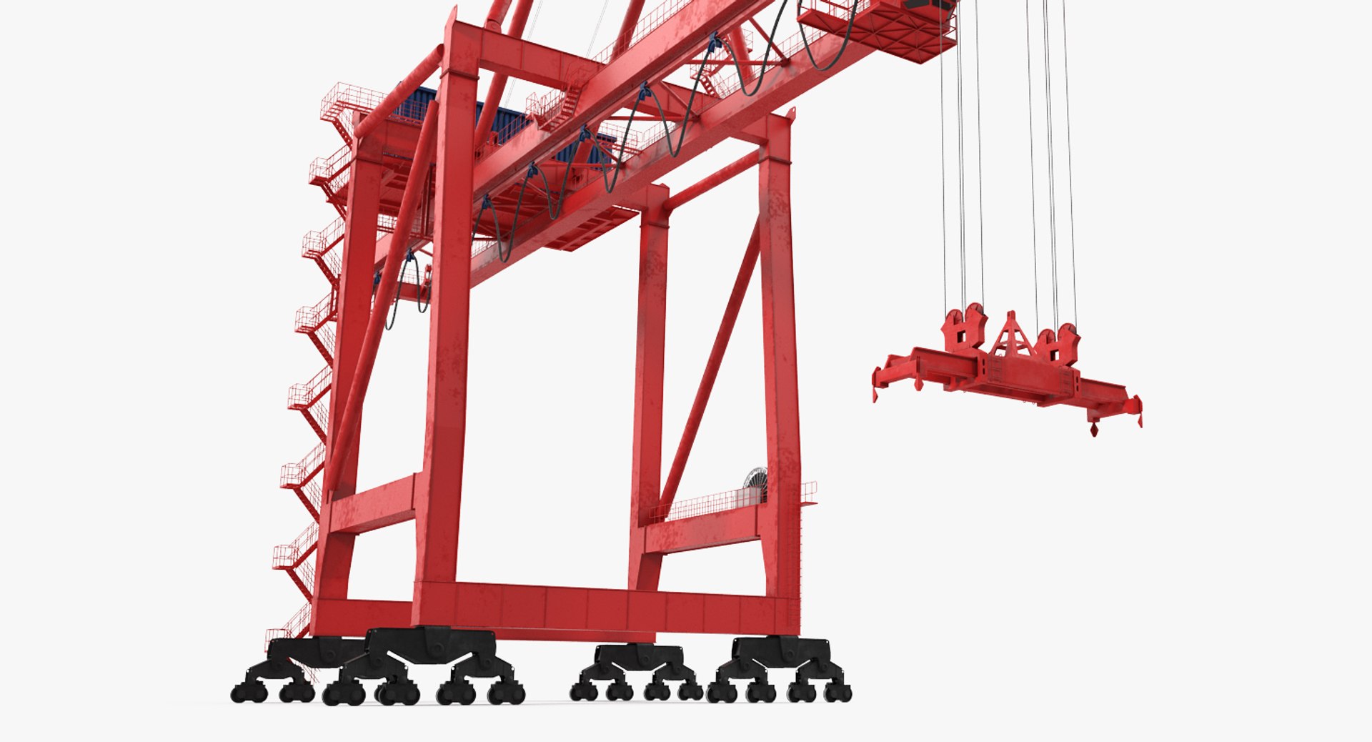 3d ship shore crane rigged model