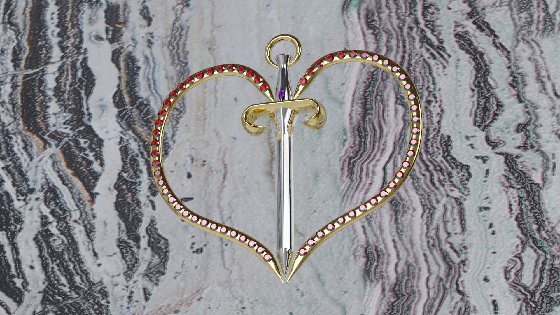 Heart Sword Pendant 3D Model - TurboSquid 1934410