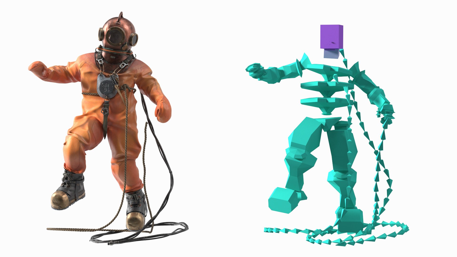 Antique Copper Diving Suit Rigged For Maya 3D Model - TurboSquid 2366265