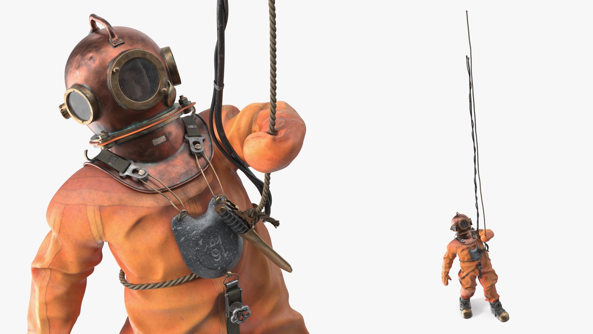 Antique Copper Diving Suit Rigged For Maya 3D Model - TurboSquid 2366265
