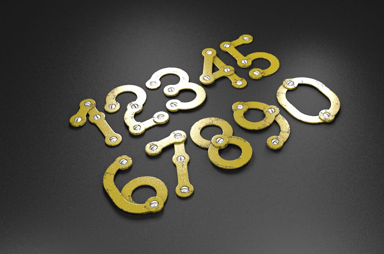 3D Rusty Metal Numbers Letters - TurboSquid 1454159