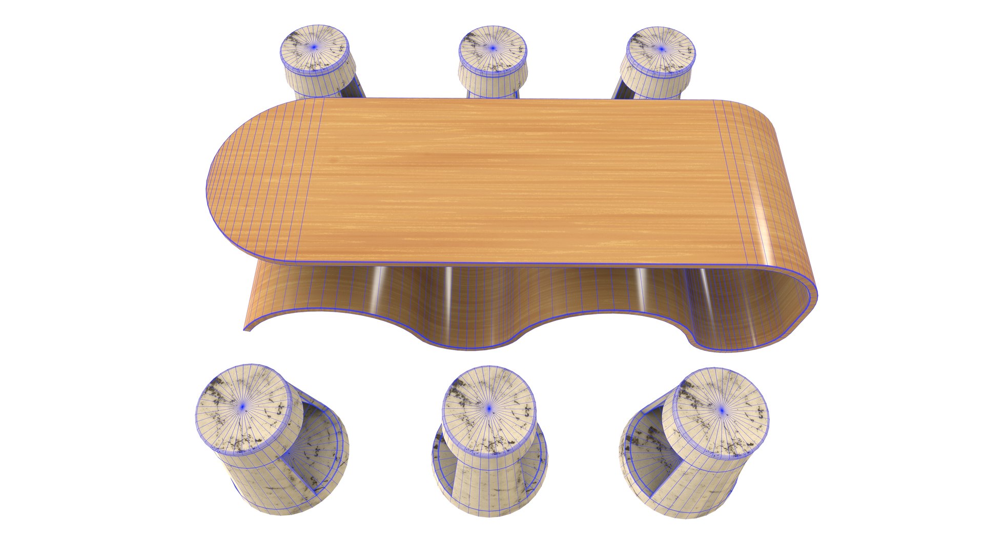 Modern Table With Stool 3D Model AR VR PBR 3D Model - TurboSquid 1986211