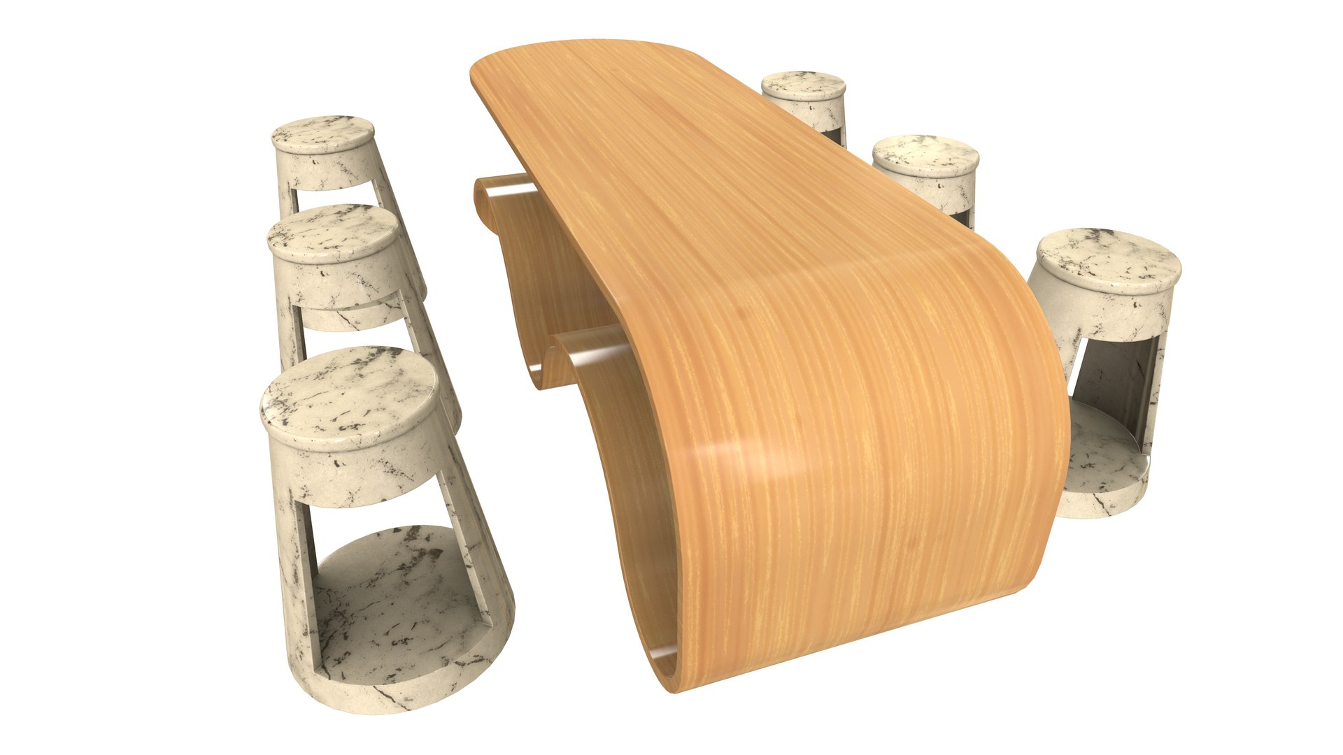 Modern Table With Stool 3D Model AR VR PBR 3D Model - TurboSquid 1986211