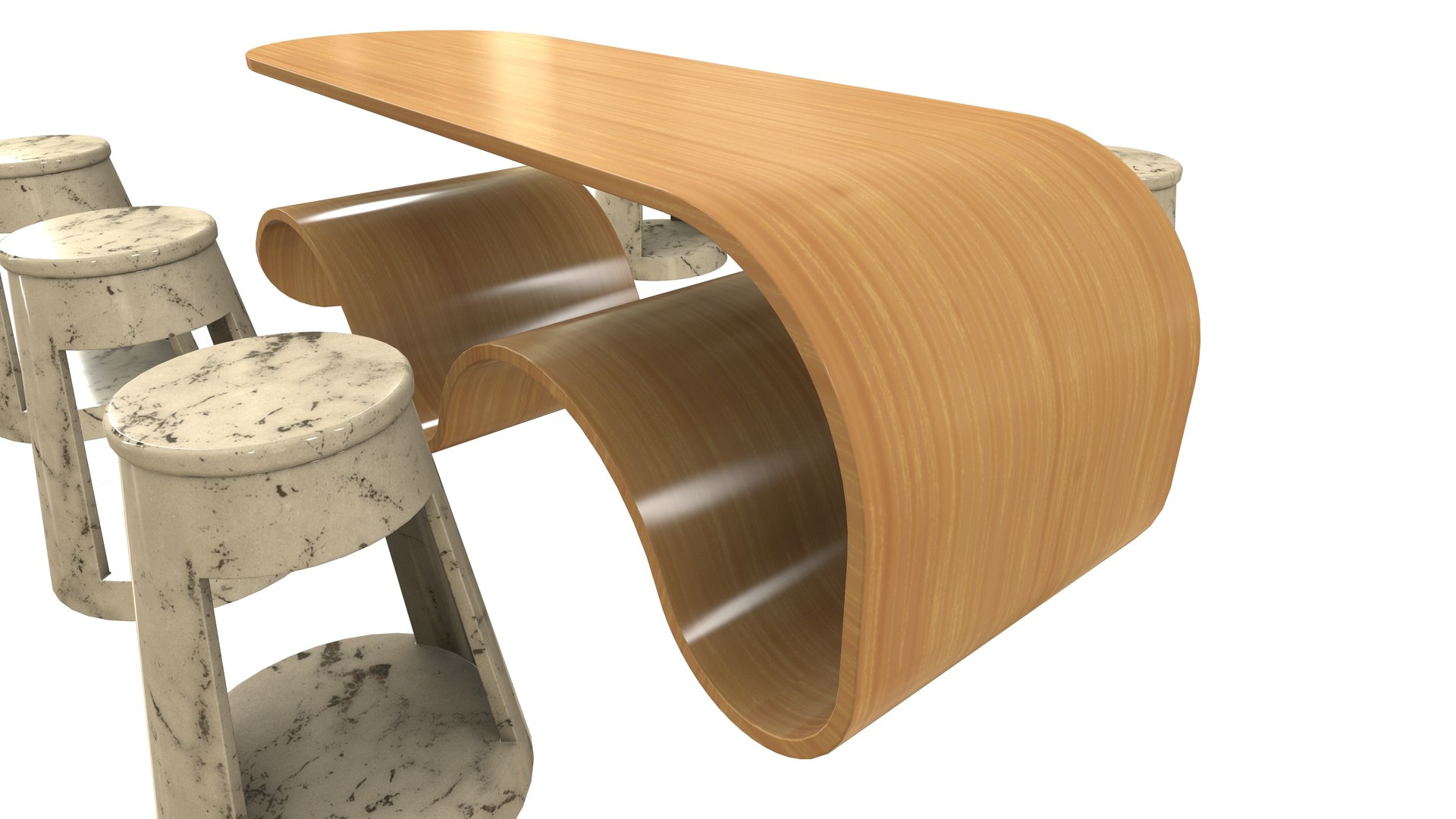 Modern Table With Stool 3D Model AR VR PBR 3D Model - TurboSquid 1986211