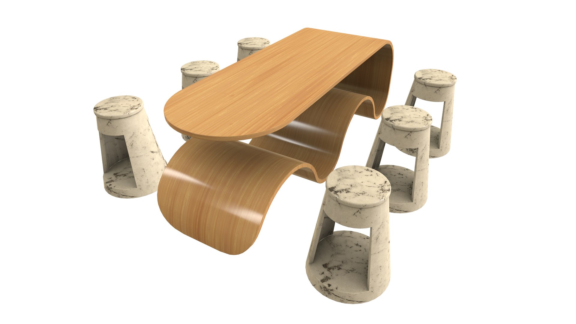 Modern Table With Stool 3D Model AR VR PBR 3D Model - TurboSquid 1986211