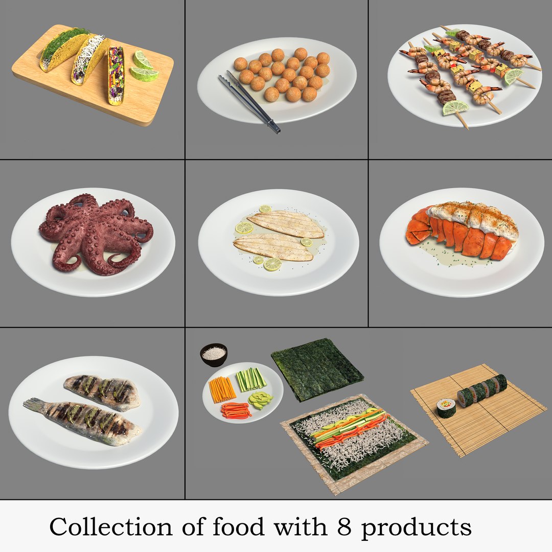 Fish And Veggies Food 3D - TurboSquid 2039024