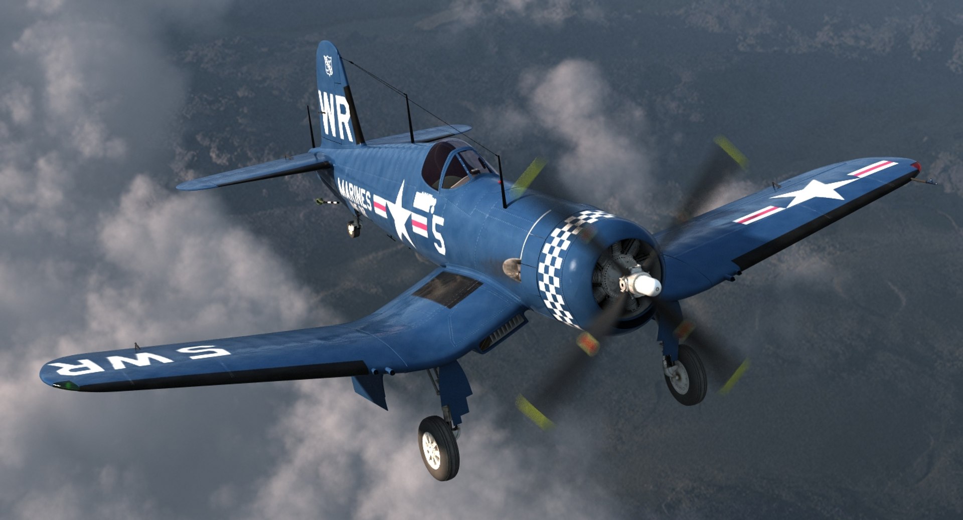 fighter f4u corsair marine corps 3d max