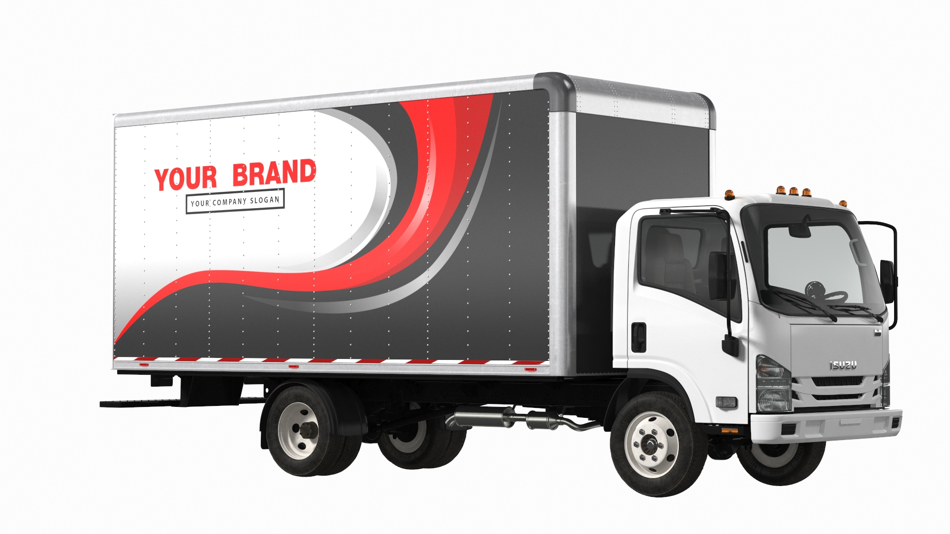 3D Model Box Truck Isuzu NPR 2018 Rigged Your Brand For Maya ...