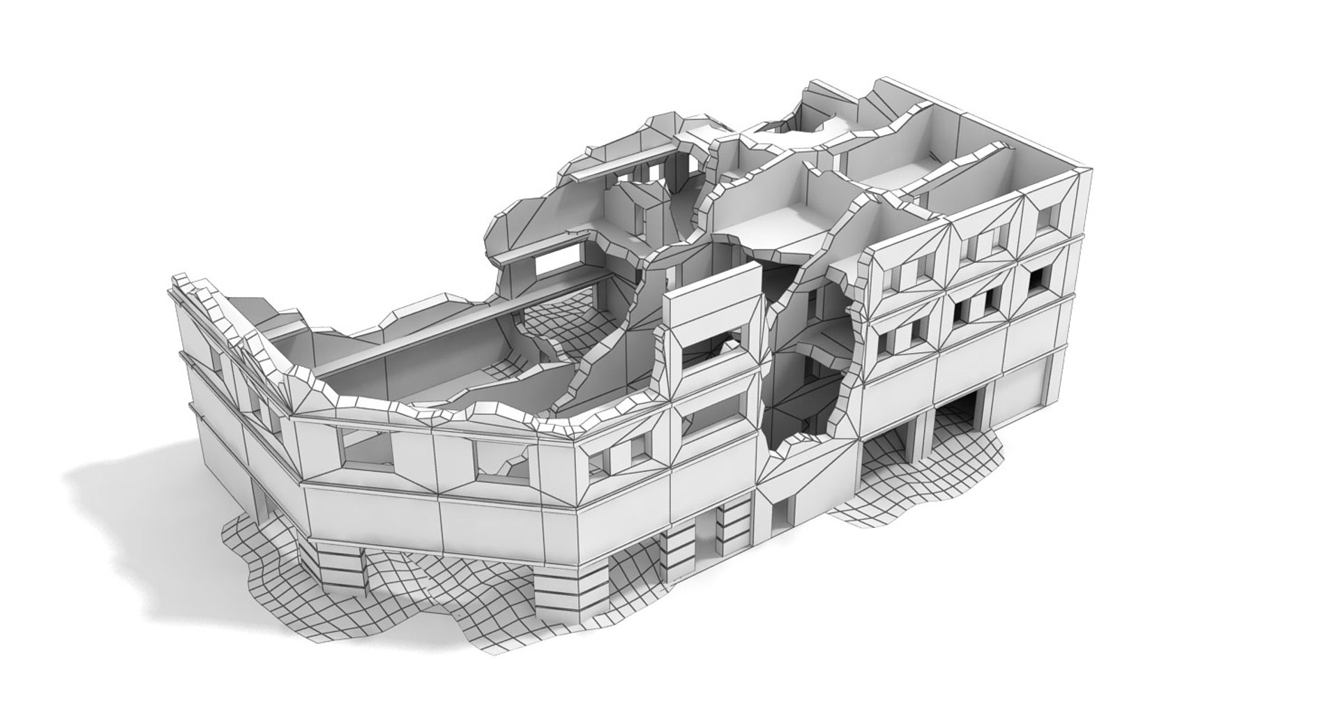 Destroyed Ruined Building World War 3d Max