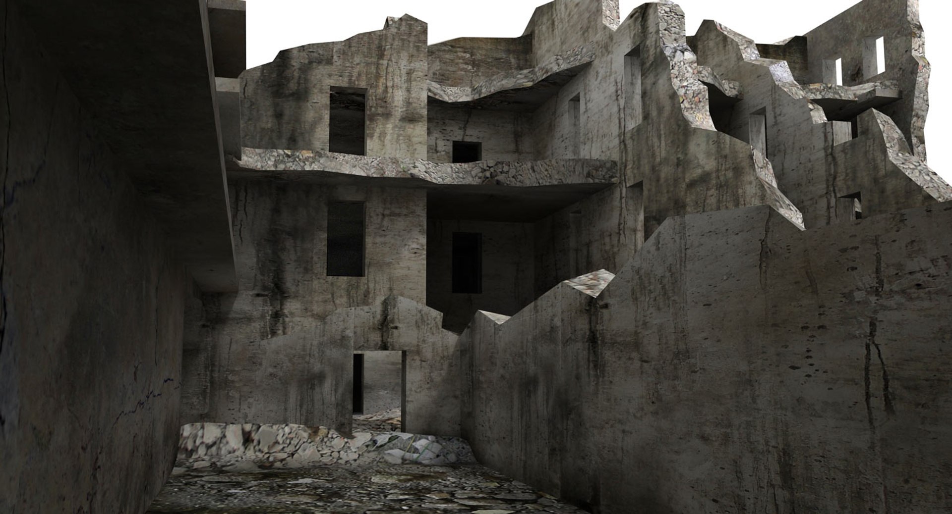 Destroyed Ruined Building World War 3d Max