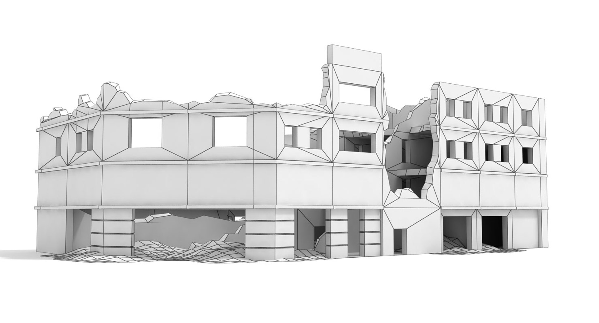 Destroyed Ruined Building World War 3d Max