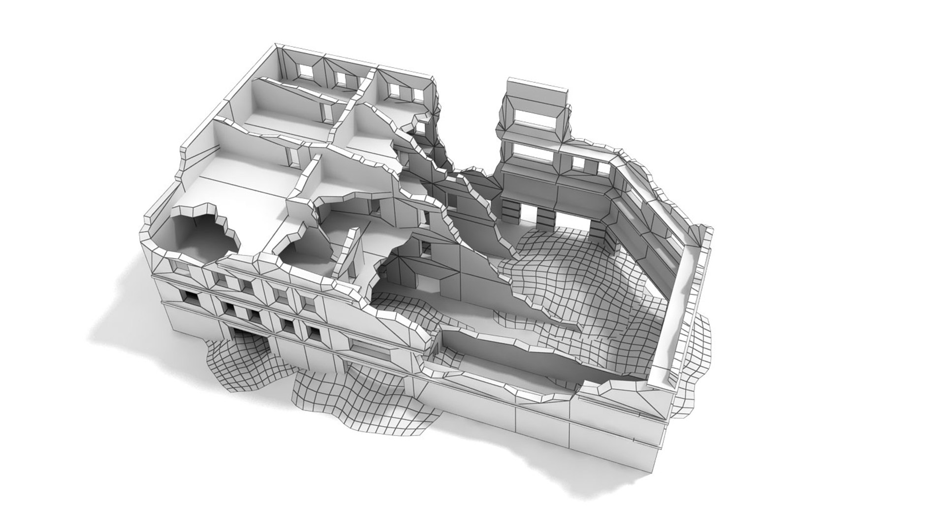 Destroyed Ruined Building World War 3d Max