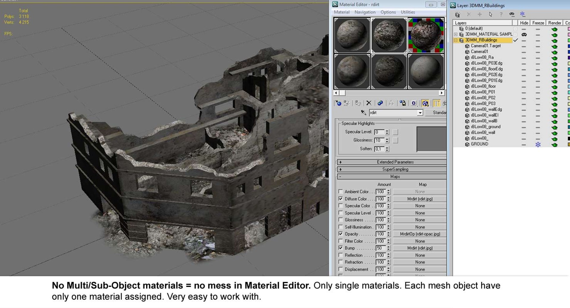 Destroyed Ruined Building World War 3d Max