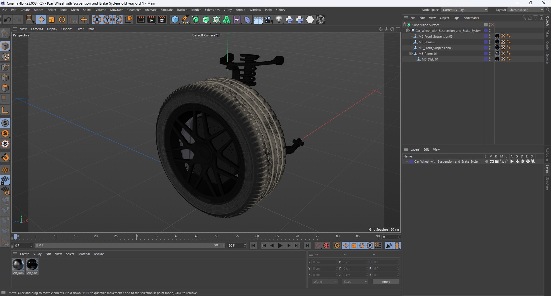Car Wheel With Suspension And Brake System 3D Model - TurboSquid 2340199