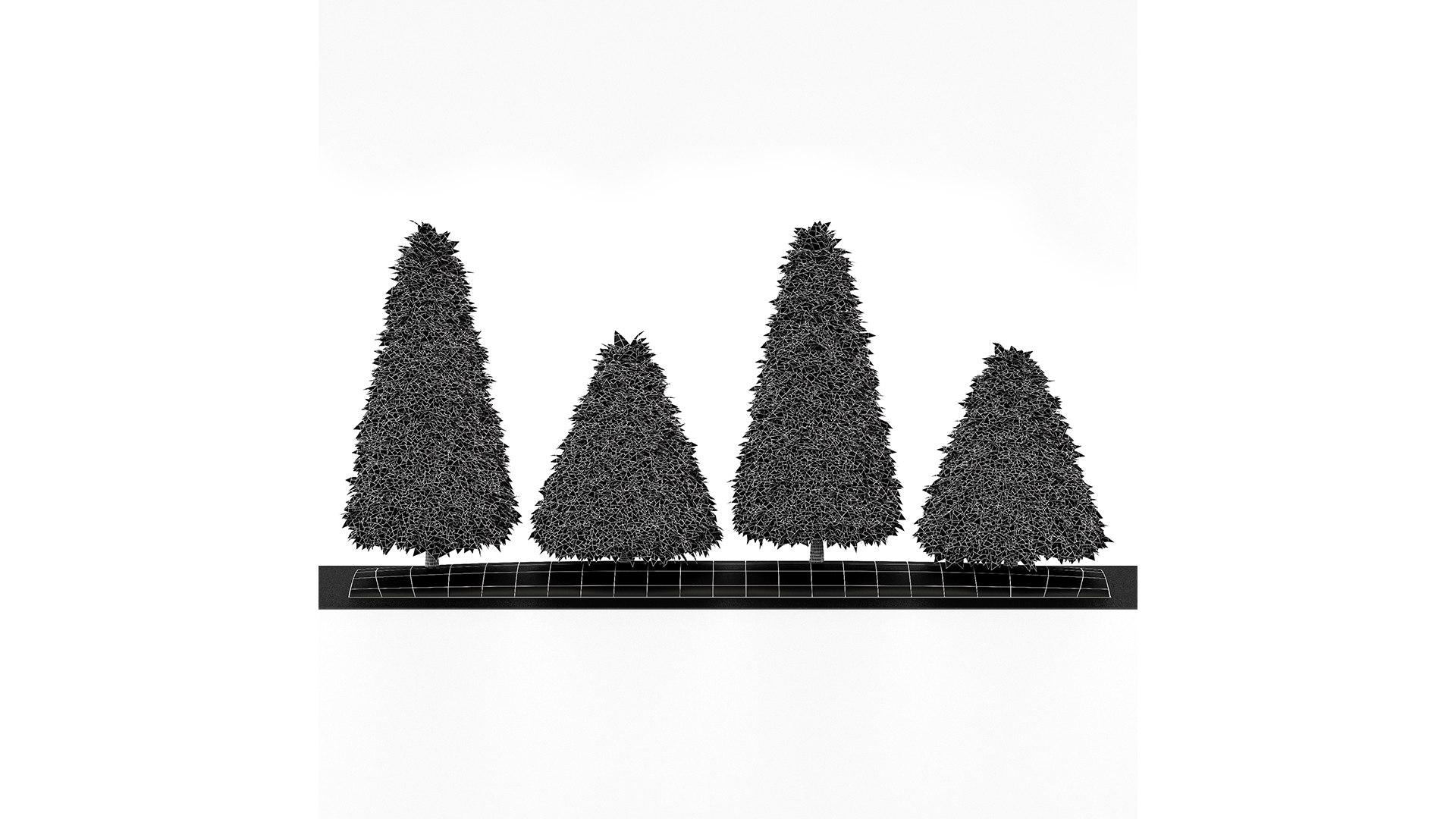 3D Model HQ Cone Shaped Green Coniferous Rocky Mountain Juniper Trees ...