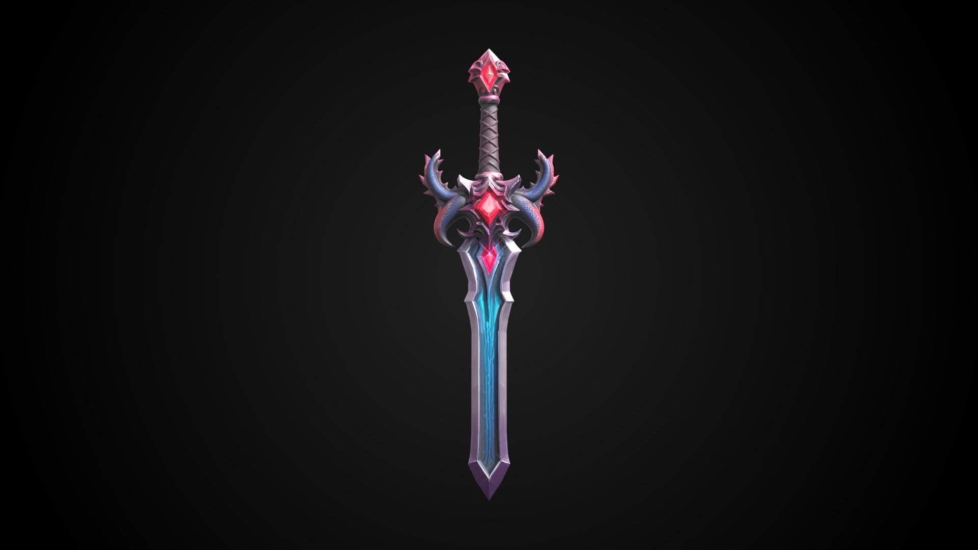 3D Model Stylized Fantasy Sword - Dragonsoul Edge - Blazing Vortex ...
