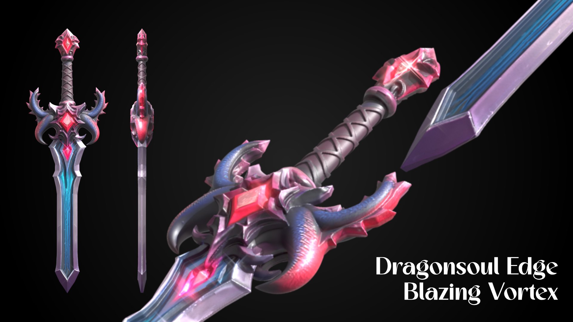 3D Model Stylized Fantasy Sword - Dragonsoul Edge - Blazing Vortex ...