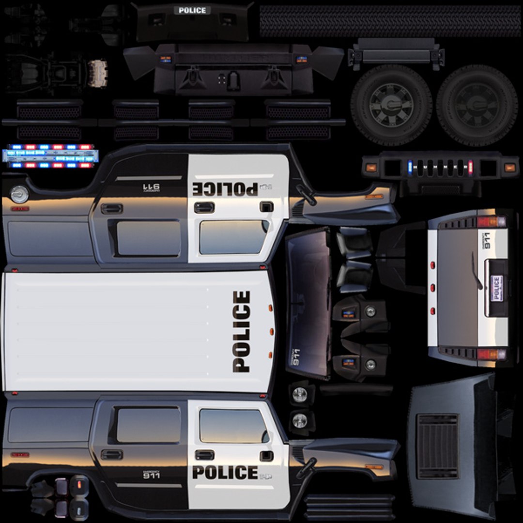 3d H2 Police Suv Model